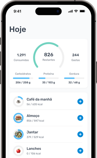 App contador de calorias para Android & iPhone: 100% grátis